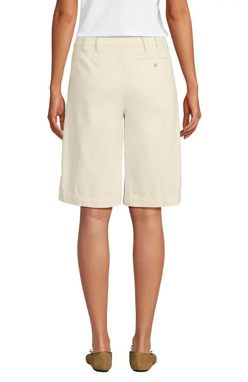 LANDS' END Lightweight Denim Pleated Slouchy Shorts - Natural