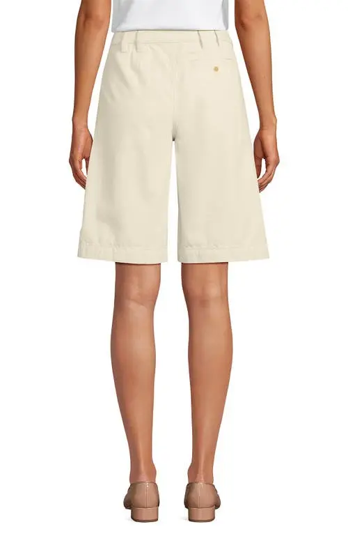 LANDS' END Lightweight Denim Pleated Slouchy Shorts - Natural