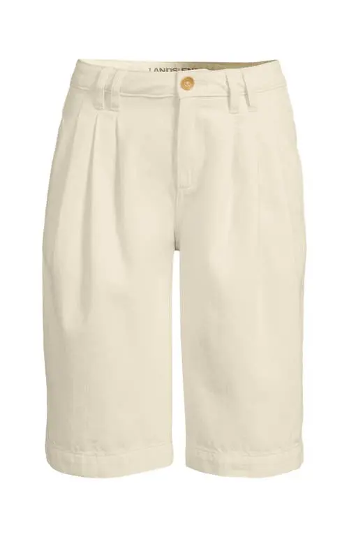 LANDS' END Lightweight Denim Pleated Slouchy Shorts