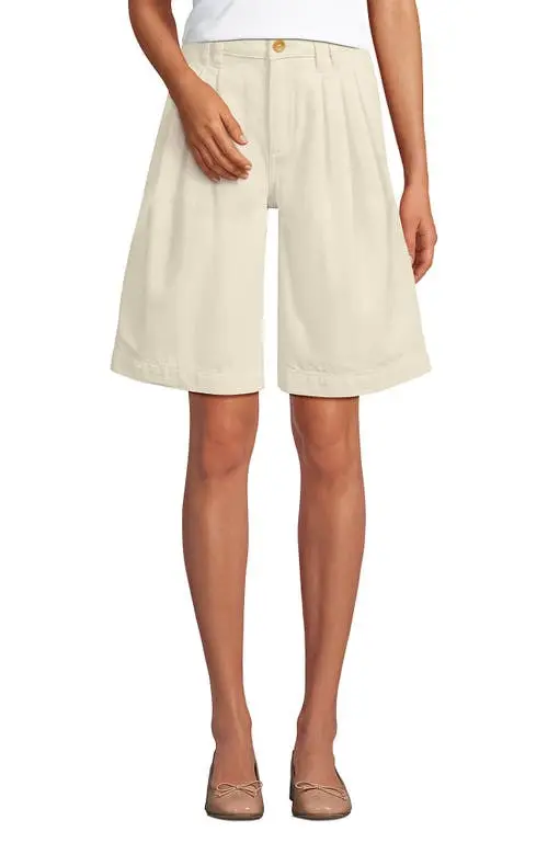 LANDS' END Lightweight Denim Pleated Slouchy Shorts
