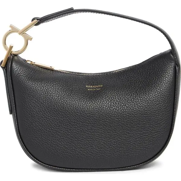 FERRAGAMO Mini Smile Leather Top Handle Bag - Nero