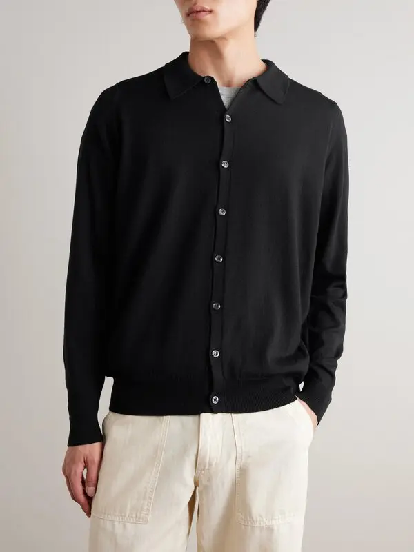 John Smedley Tibor Merino Wool Cardigan - Black