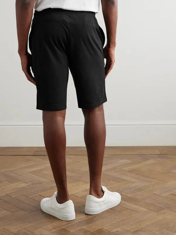 Paul Smith Straight-leg Cotton-jersey Shorts With Logo - Black