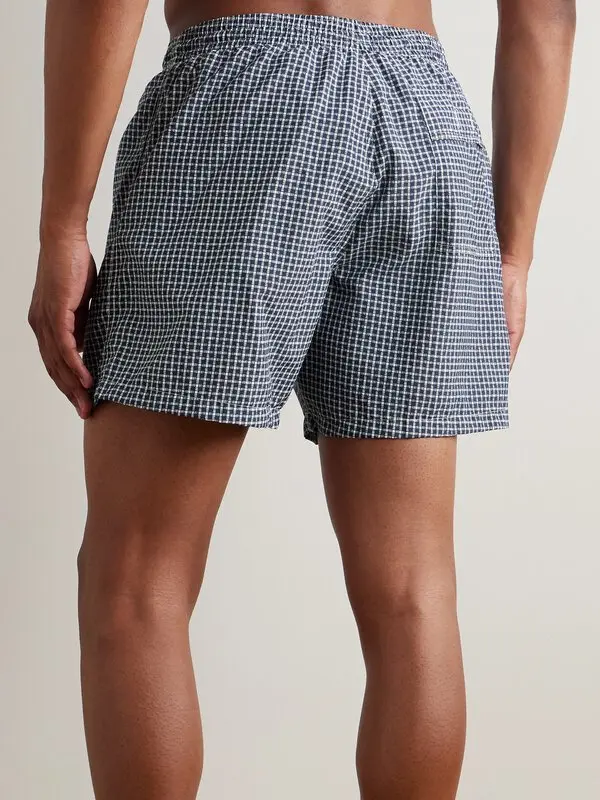 Loro Piana - Daneu Straight-Leg Mid-Length Checked Swim Shorts