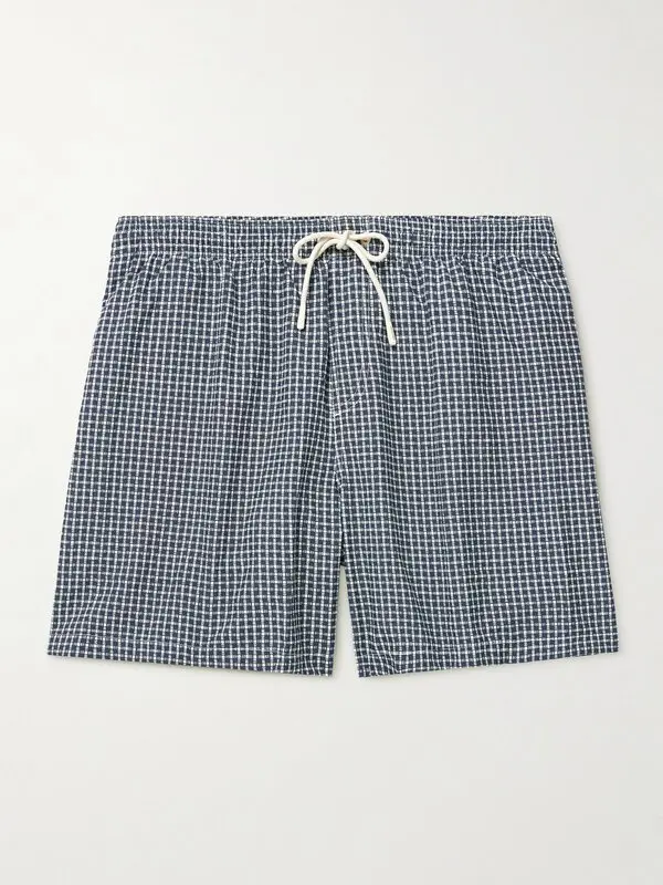 Loro Piana Daneu Straight-leg Mid-length Checked Swim Shorts - Blue