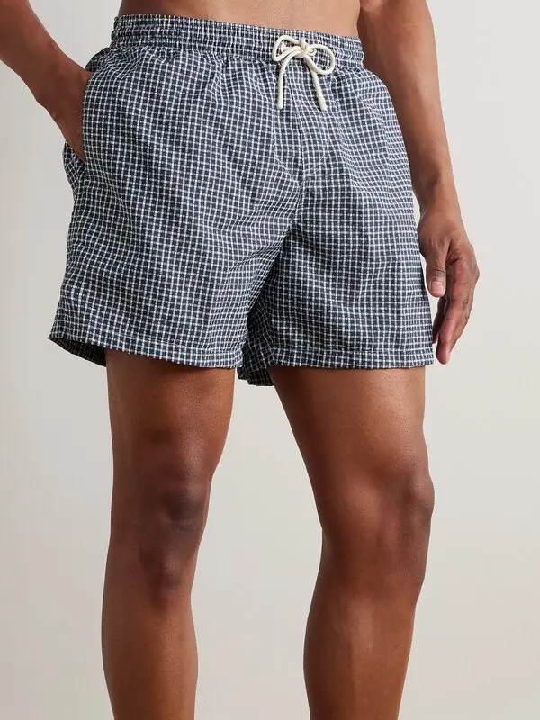 Loro Piana Daneu Straight-leg Mid-length Checked Swim Shorts