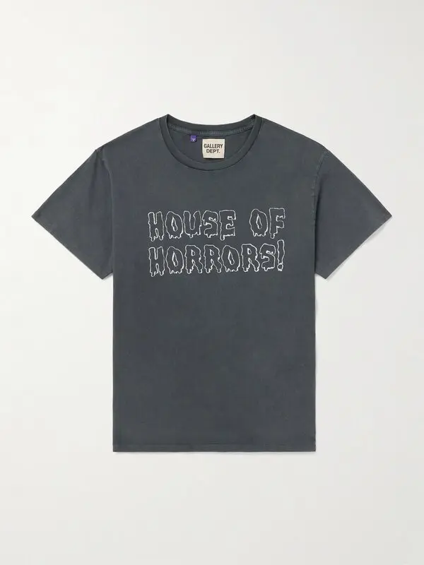 GALLERY DEPT. Horrors Glittered Printed Cotton-jersey T-shirt - Gray