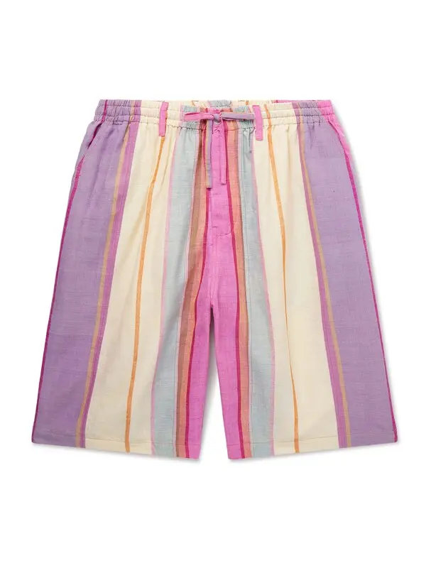 KARDO Milo Straight-leg Striped Silk Drawstring Shorts