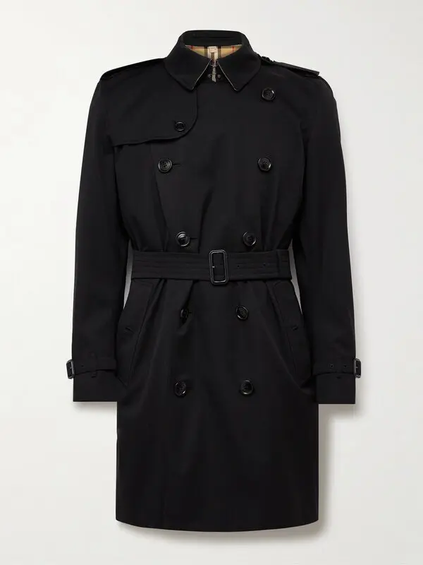 Burberry Kensington Double-breasted Cotton-gabardine Trench Coat - Black