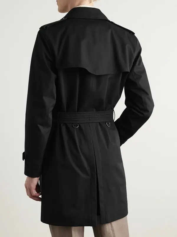 Burberry Kensington Double-breasted Cotton-gabardine Trench Coat - Black