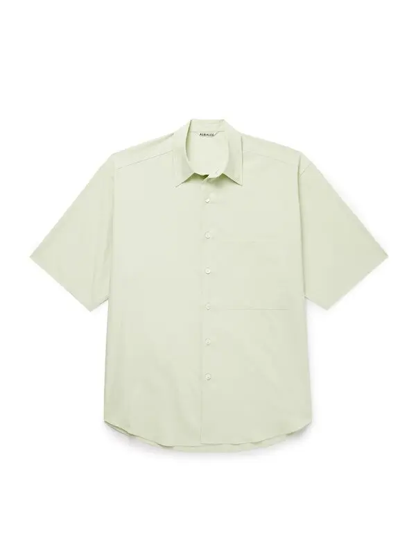 Auralee Oversized Washed Cotton-poplin Shirt - Green