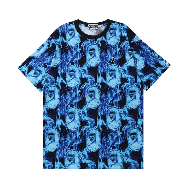 A BATHING APE Flame Wide Tee - Blue