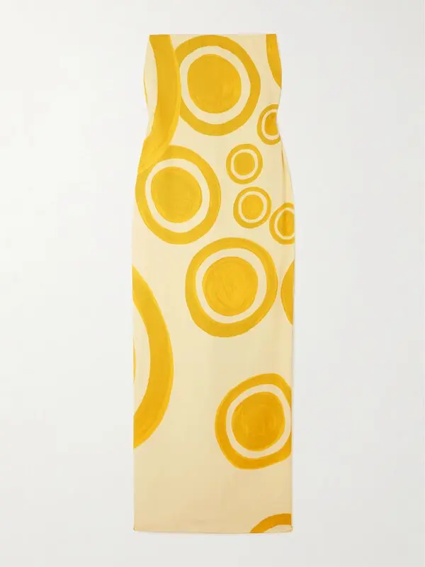 Themis Z Theros Strapless Printed Maxi Dress - Yellow