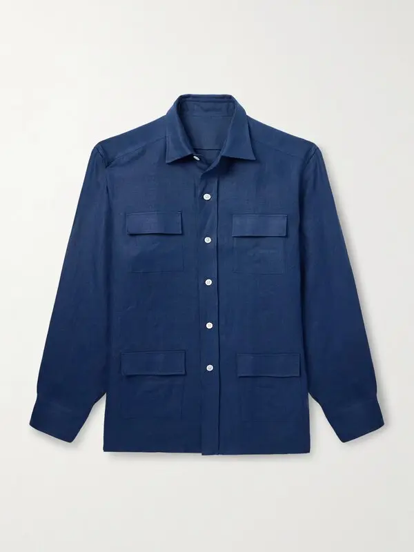 Anderson & Sheppard Linen Overshirt - Blue