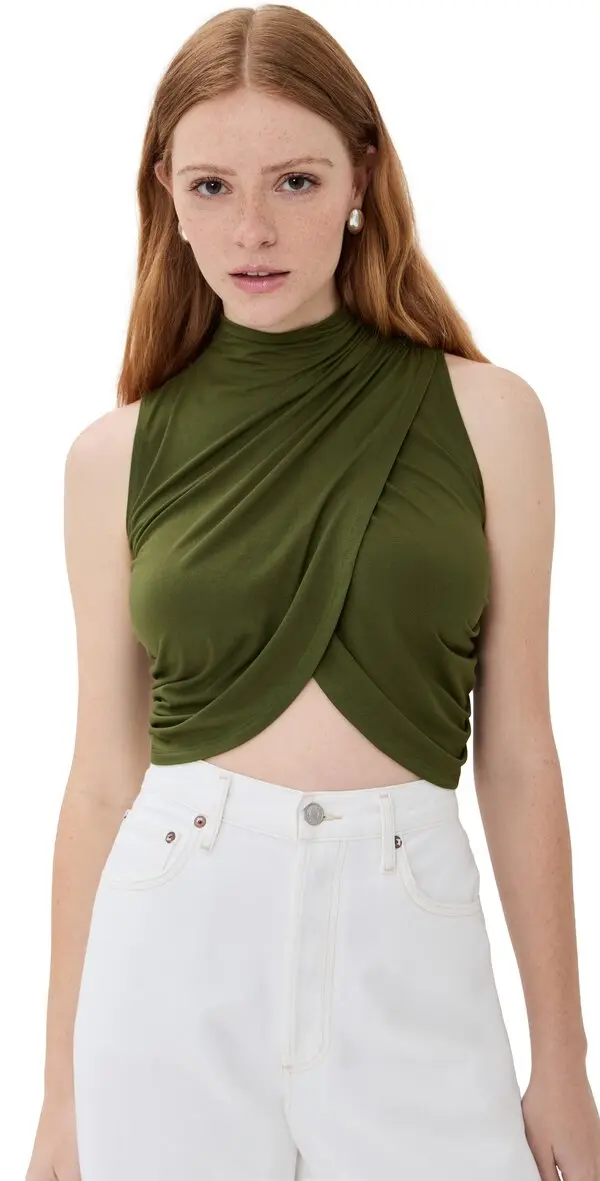 LE BOP Mel Mock Neck Top - Dark Loden
