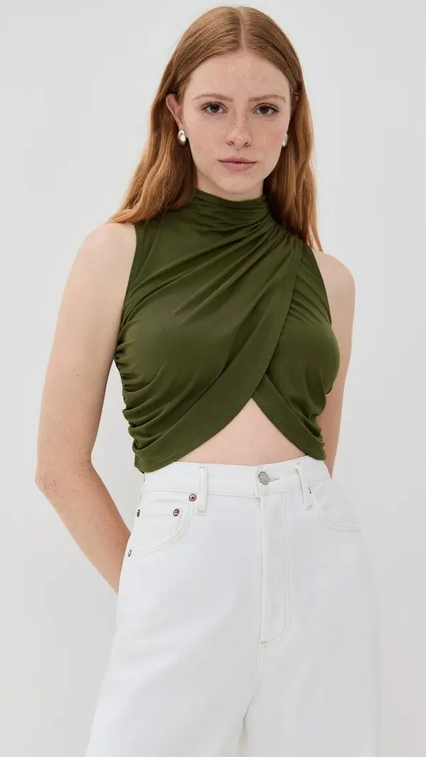LE BOP Mel Mock Neck Top - Dark Loden