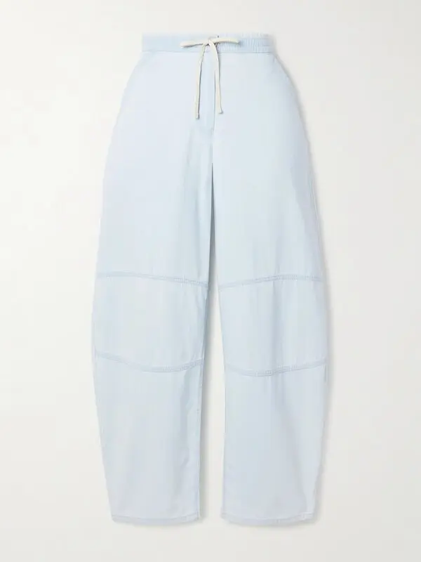 LA LIGNE Cotton-chambray Barrel-leg Pants - Blue