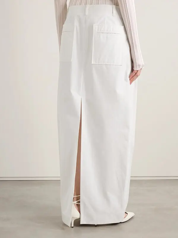 Khaite Lucian Pleated Cotton-poplin Maxi Skirt - White