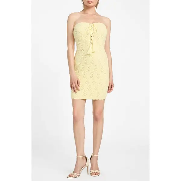 Guess Isabella Strapless Sweater Dress - Yellow