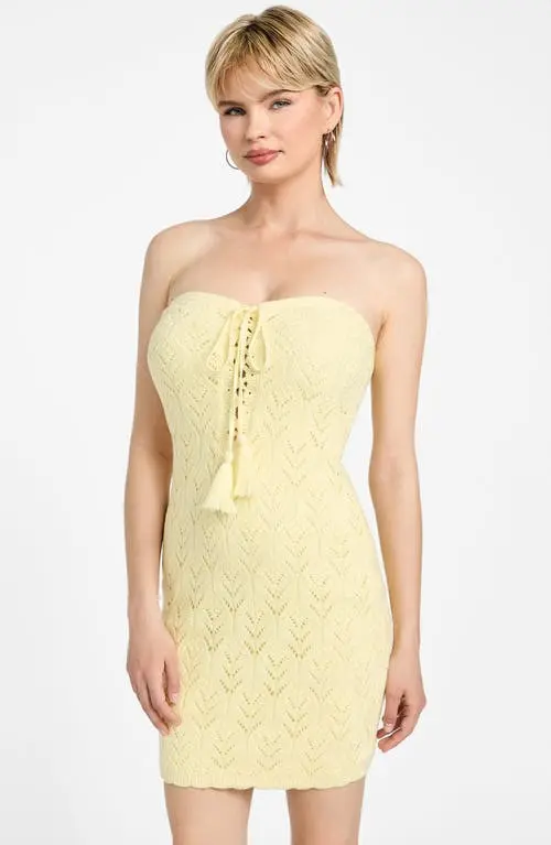 Guess Isabella Strapless Sweater Dress - Yellow