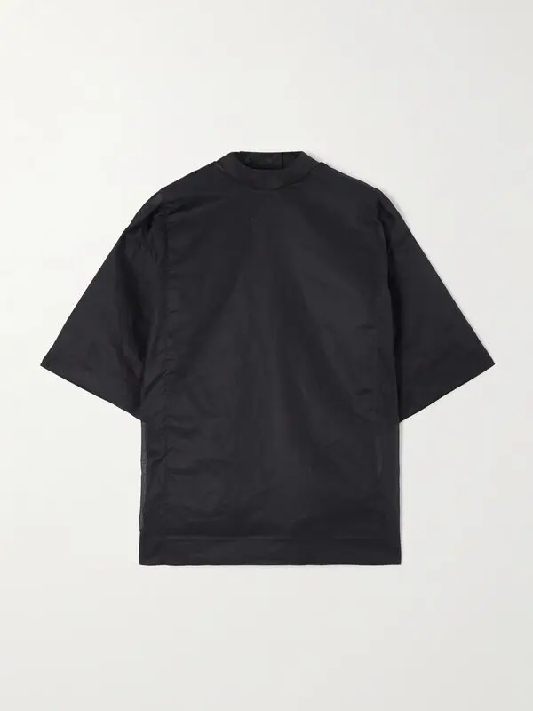 JIL SANDER Oversized Organza-trimmed Cotton-poplin Top
