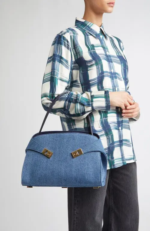 FERRAGAMO Small Hug Denim Shoulder Bag