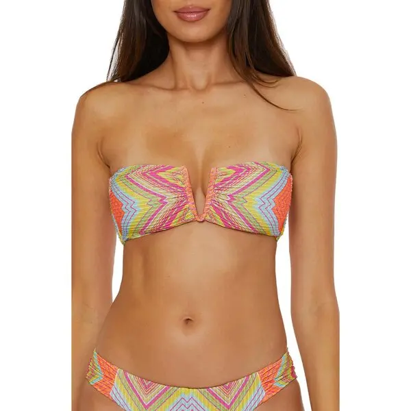 Becca Summer V-wire Bandeau Bikini Top - Coral Multi