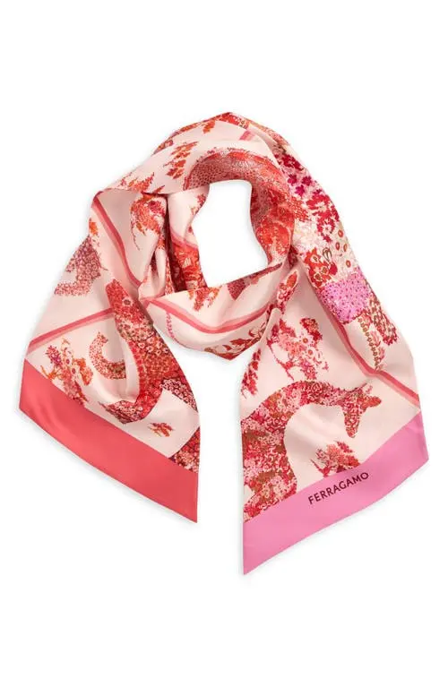 FERRAGAMO Patchwork Silk Skinny Scarf