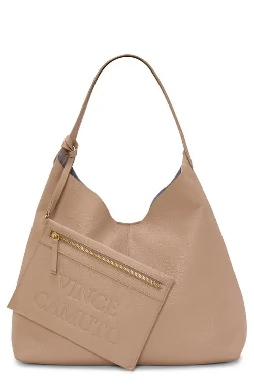 Vince Camuto Jenna Pebble Leather Hobo Bag - Medium Brown