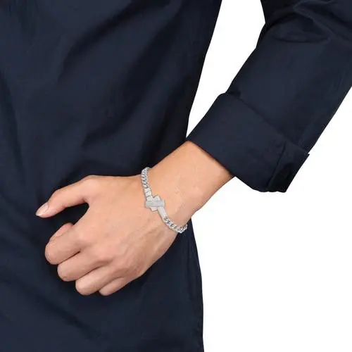 JULIANNA B. Sterling Silver Crossover Curb-link Chain Bracelet