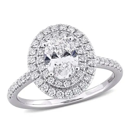 JULIANNA B. Lab-grown Diamond Oval Double Halo Ring - White Gold