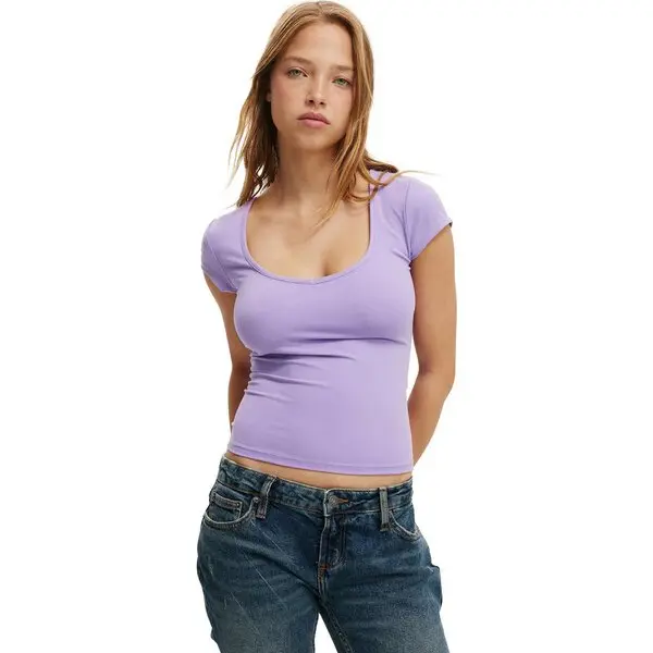 COTTON ON Hold Me Short Sleeve Top - Violet Crush