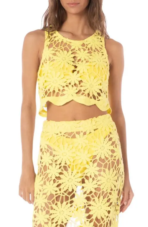 MAAJI Adelaide Open Stitch Cover-up Top - Bright Yellow