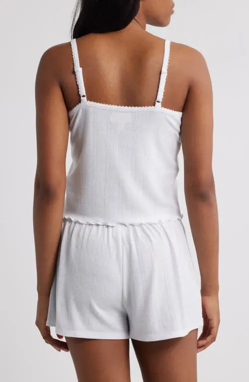 OPEN EDIT Pointelle Knit Short Pajamas - White