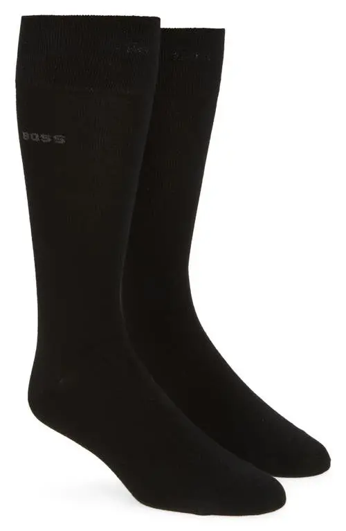 BOSS 2-pack Solid Cotton-blend Dress Socks - Black