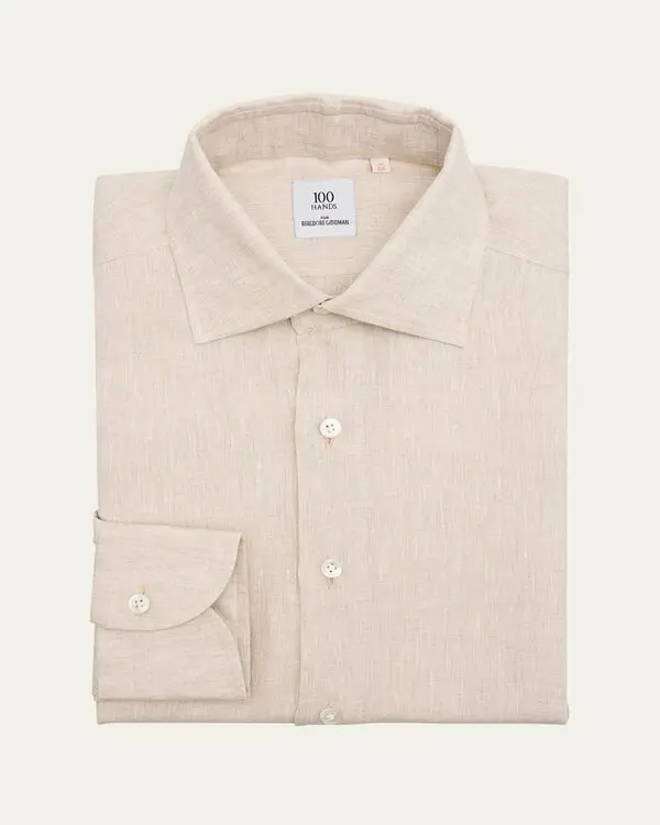 100HANDS Linen Spread-collar Dress Shirt - Oatmeal