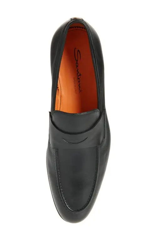 Santoni Darius Penny Loafer - Black