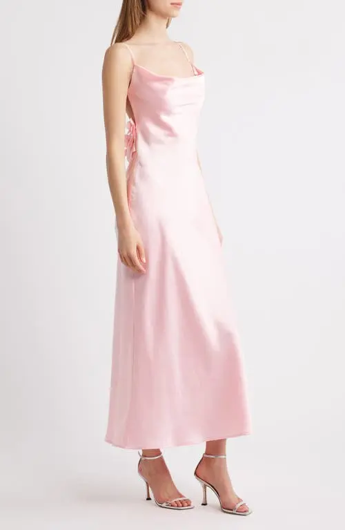 Lulus Satin Cocktail Dress With Floral Open Back In Pink - 60% Off |  Editorialist