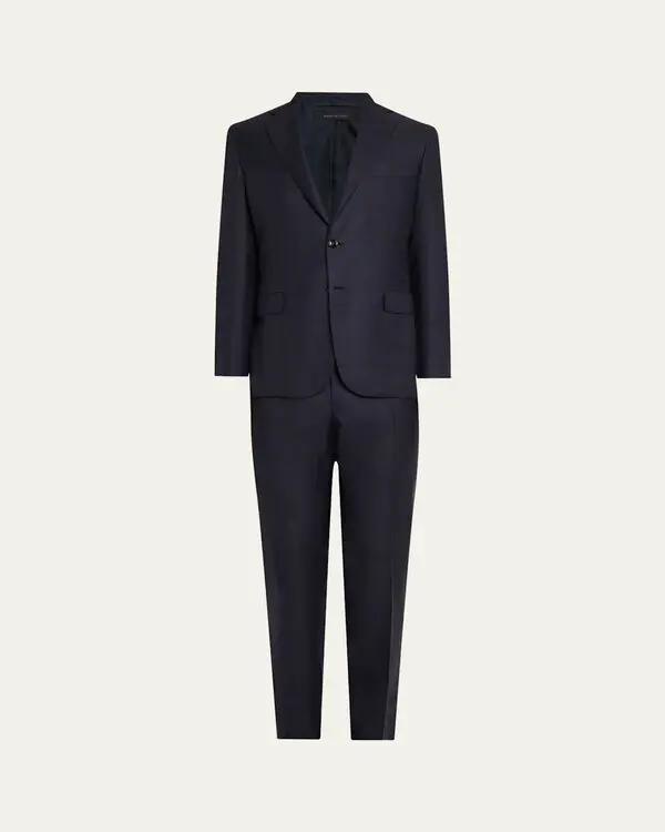 Brioni Wool And Silk Tonal Plaid Two-piece Suit - Navy