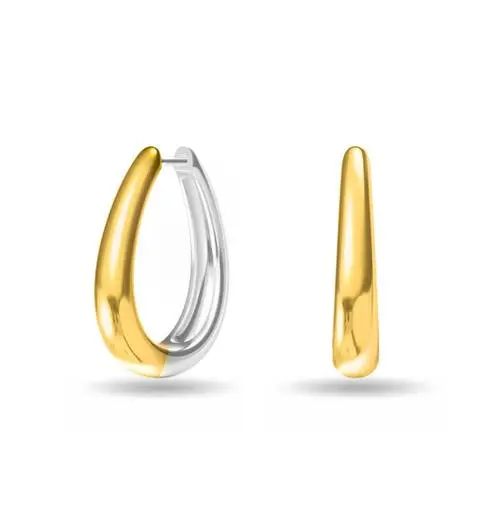 DONATELLO GIAN Two Tone Hoop Earrings - Gold