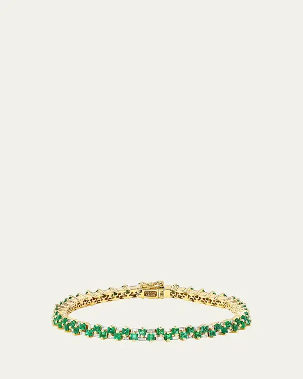 SUZANNE KALAN 18k Yellow Gold Emerald Diamond Bracelet - Yg