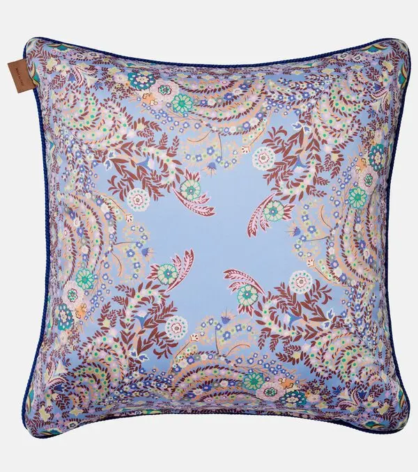 Etro Floral Cotton Cushion - Blue