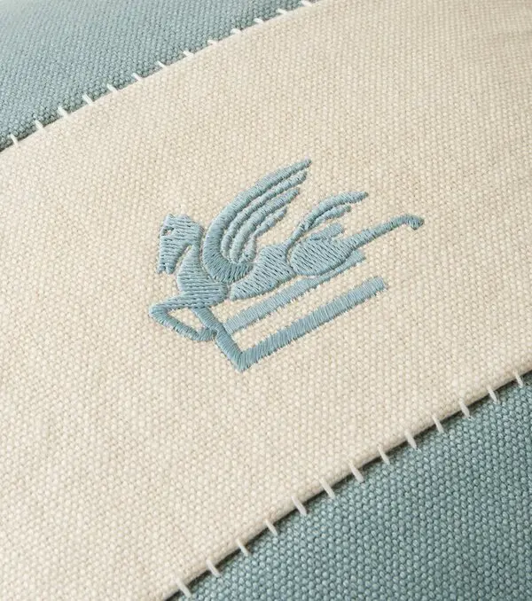 Etro Pegaso Embroidered Linen Cushion - Blue