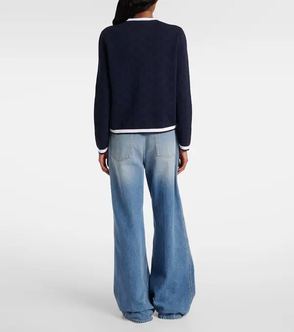 Gucci Gg Cotton Intarsia Cardigan - Blue