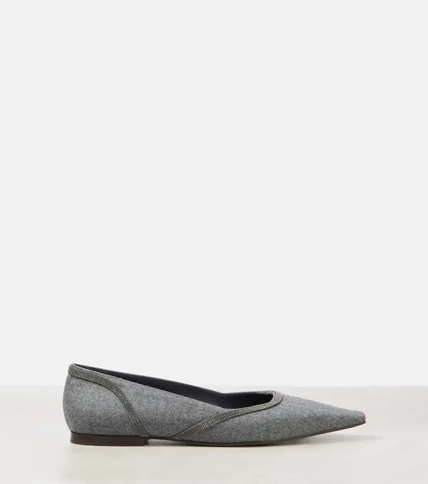 Brunello Cucinelli Monili Ballet Flats - Grey