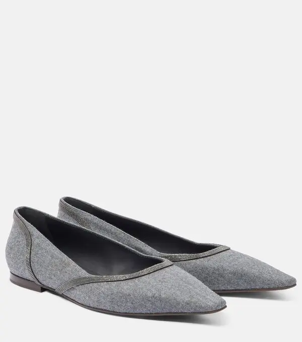 Brunello Cucinelli Monili Ballet Flats - Grey