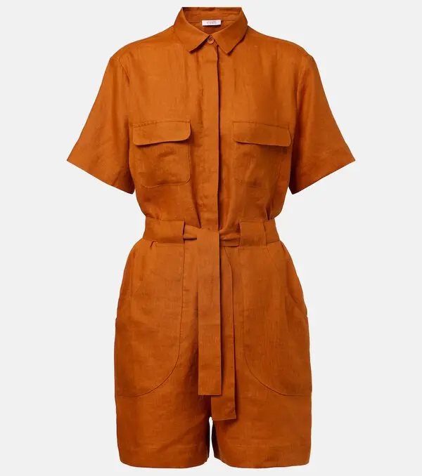 ERES Genereux Linen Romper - Brown
