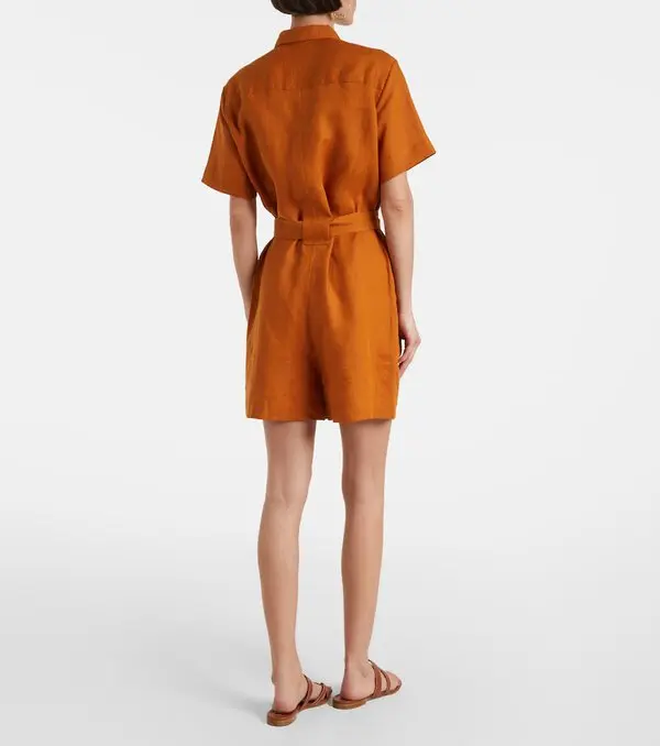 ERES Genereux Linen Romper - Brown