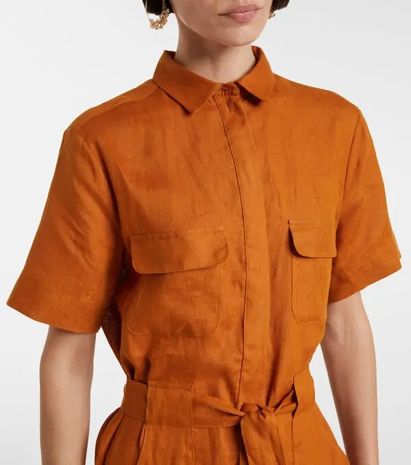 ERES Genereux Linen Romper - Brown