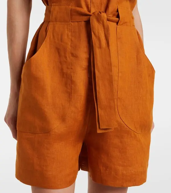ERES Genereux Linen Romper - Brown